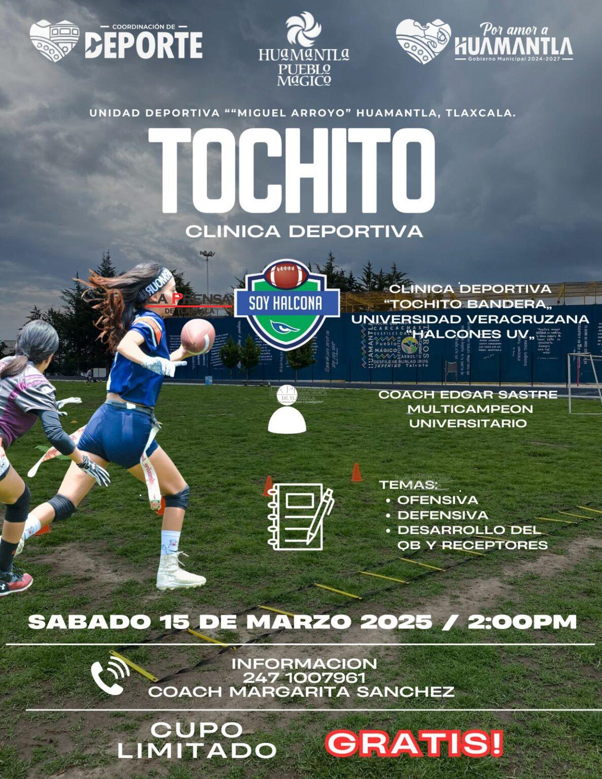 Invita coordinación de deporte a la clínica de tochito bandera en Huamantla